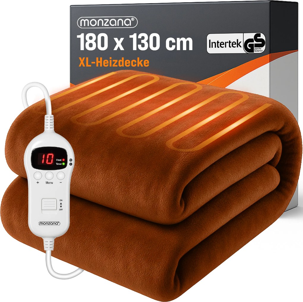 Vyhřívaná deka hnědý Coral fleece 180x130cm