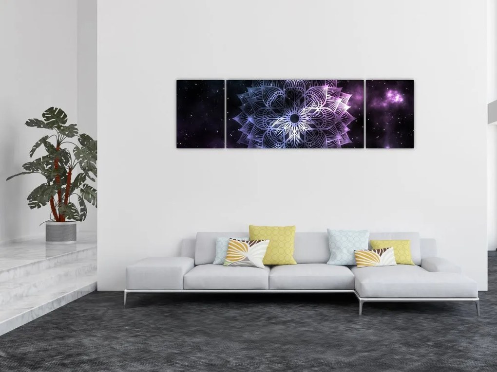 Obraz - Lotusová mandala ve vesmíru (170x50 cm)