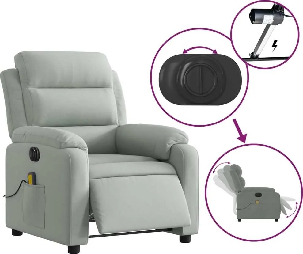 vidaXL Elektrické masážní polohovací křeslo samet [3205081] Barva: světle zelená