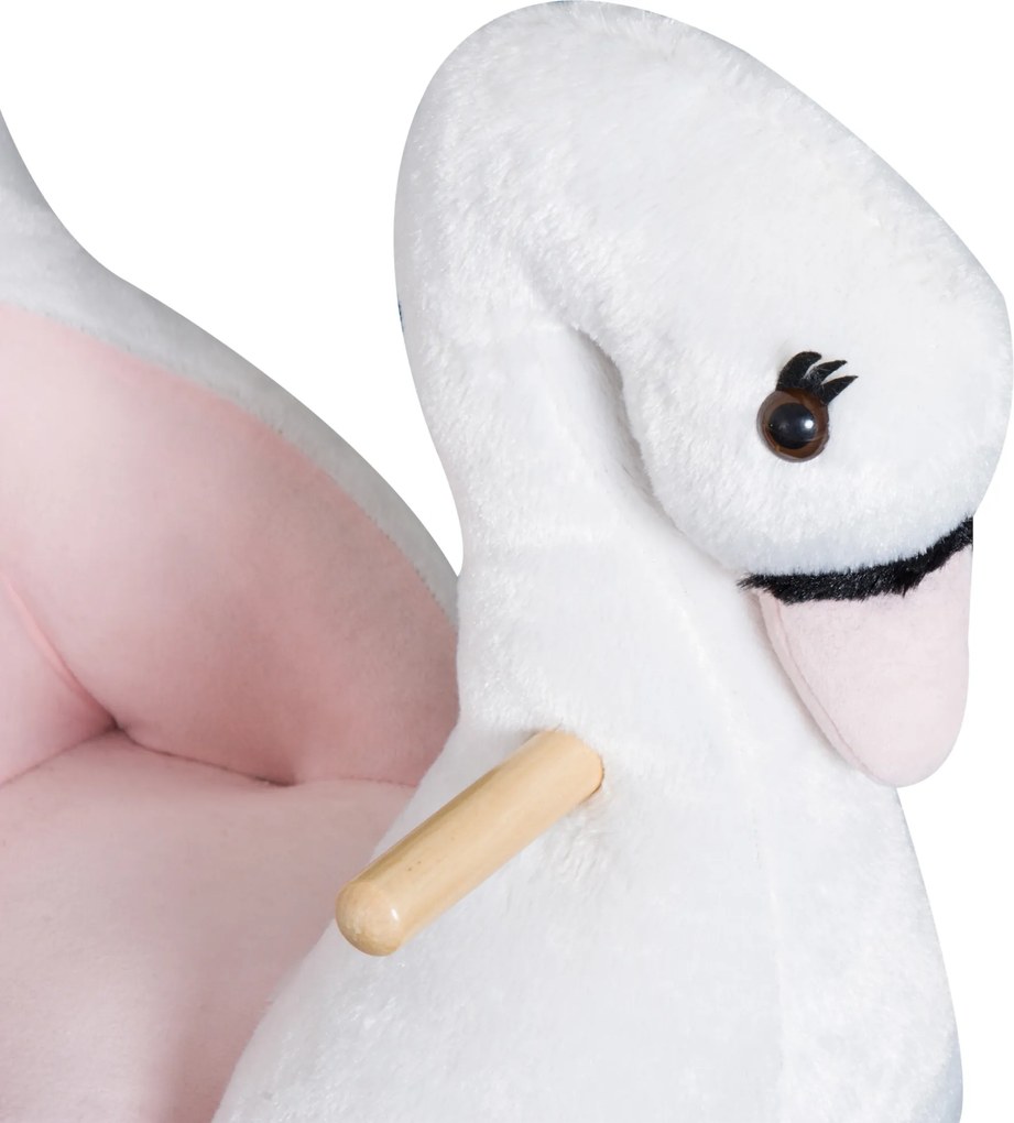 Aosom Houpací hračka, houpací kůň s hudbou, 57 cm, dětská houpačka z měkkého plyše, hračková houpačka pro děti od 18 měsíců, dřevo
