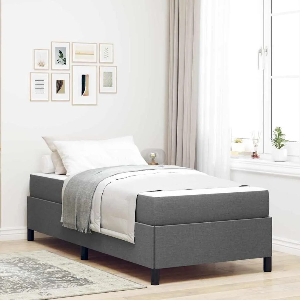 Postel s boxspringem Tmavě šedá 90 x 200 cm textil 3398830