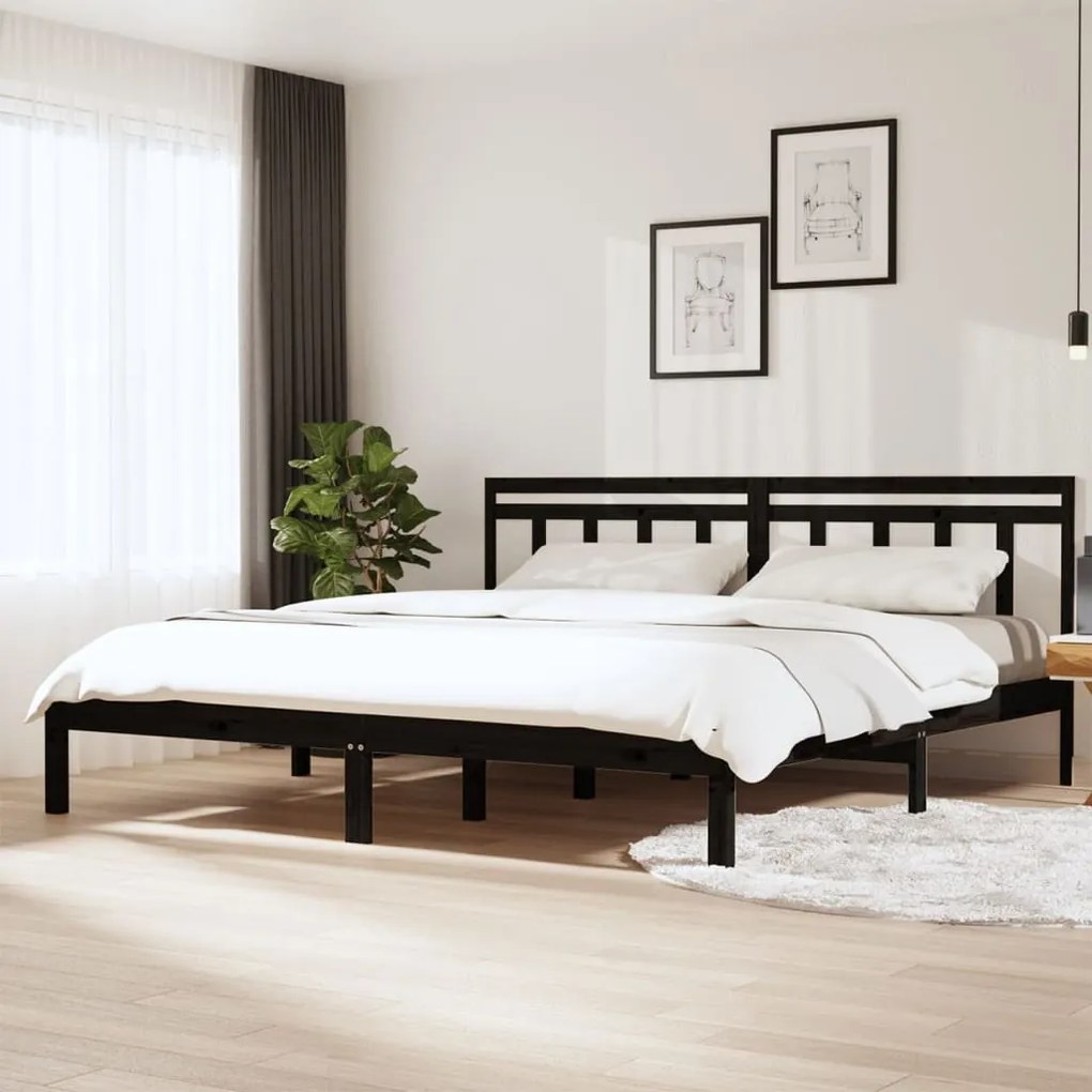 Rám postele černý masivní borovice 200 x 200 cm,  3100613