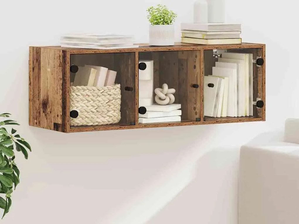 vidaXL Nástěnná skříňka se skleněnými dvířky 102x37x35 cm [882921] Barva: dub artisan