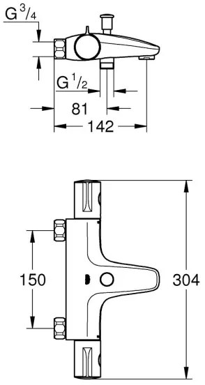 GROHE 34754000 - Termostatická vanová baterie GROHTHERM 800 DN 15 lesklý chrom