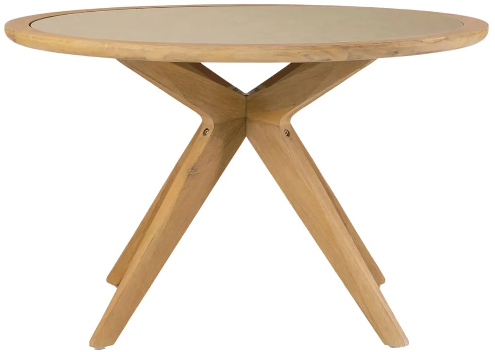 Kulatý dřevěný jídelní stůl Kave Home Julieta 120 cm s deskou z polycementu
