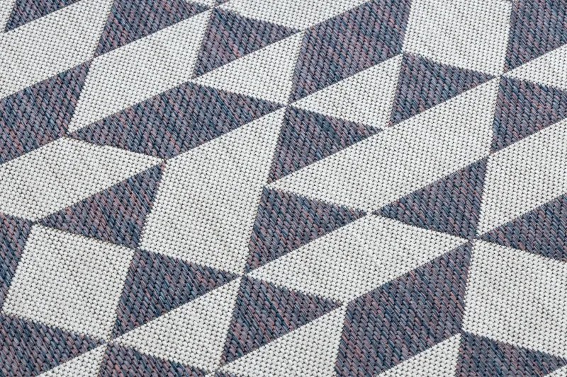 Dywany Łuszczów Kusový koberec Sion Sisal Triangles 22373 ecru/blue-pink – na ven i na doma - 140x190 cm