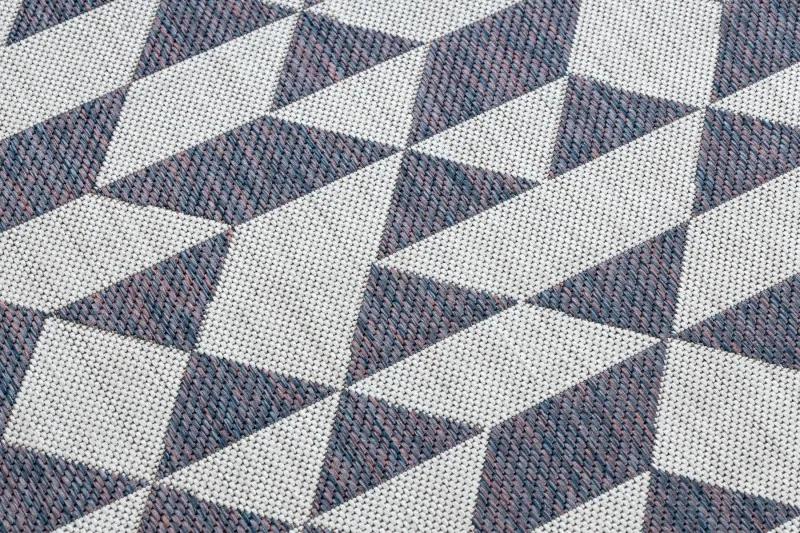 Dywany Łuszczów Kusový koberec Sion Sisal Triangles 22373 ecru/blue-pink – na ven i na doma - 160x220 cm
