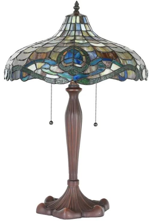 Hnědá stolní lampa Tiffany Henny – 41x60 cm