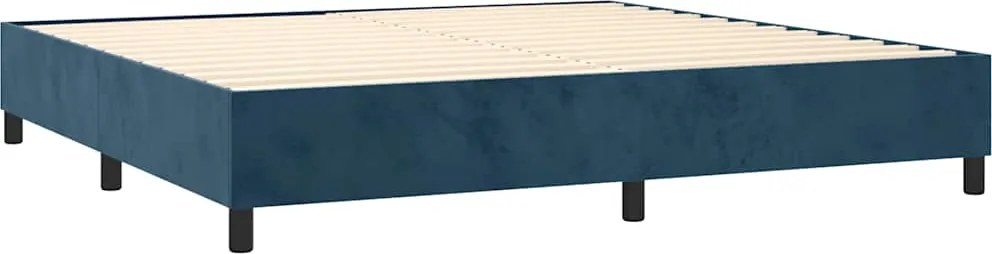 Box spring postel s matrací a LED tmavě modrá 200x200 cm samet 3139467