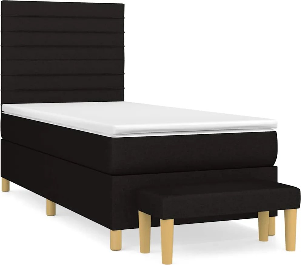 Box spring postel s matrací černá 90x200 cm textil 3137207
