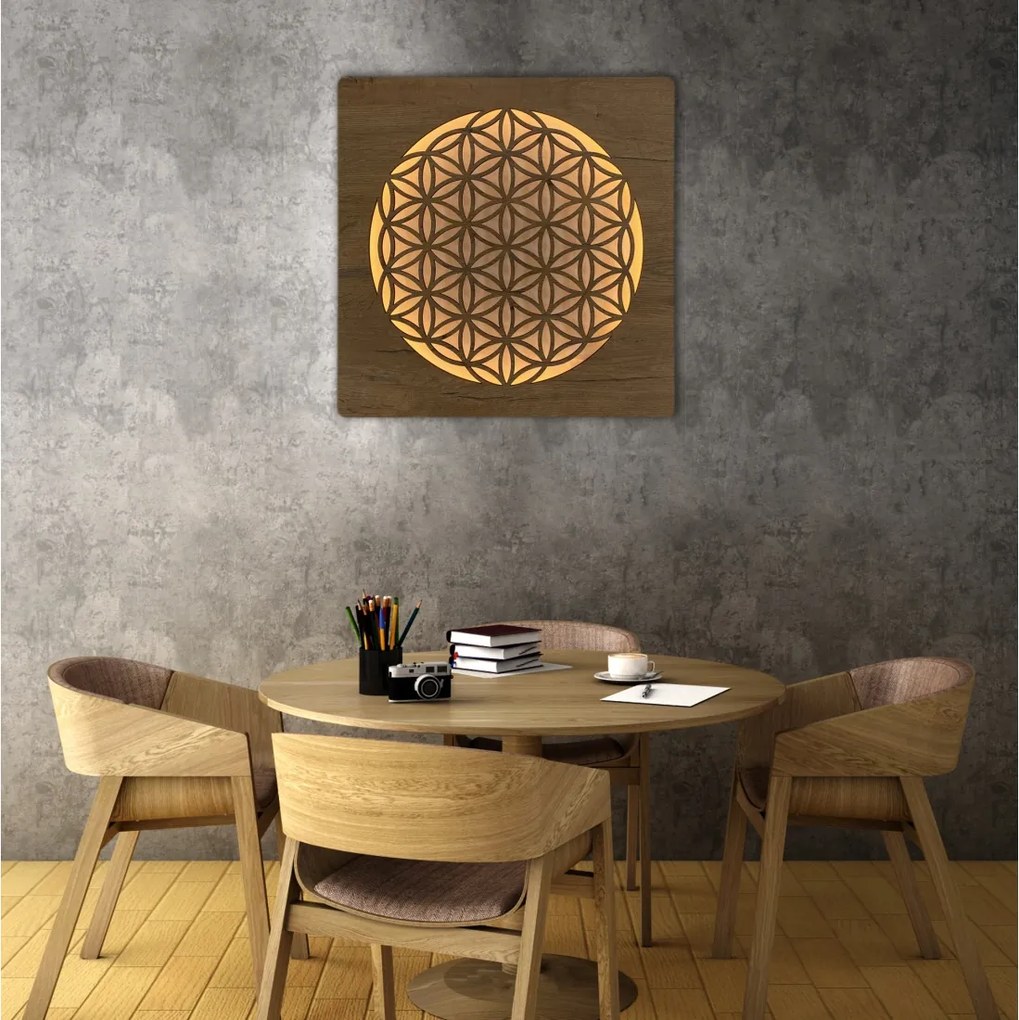 Li-Go "Květ života" světelný obraz 230V 62x62 cm provedení povrchu: jedle