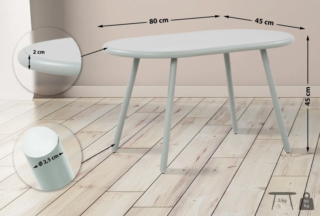 Konferenční stolek Velva - v45 x 80 x 45 cm - Tyrkysová