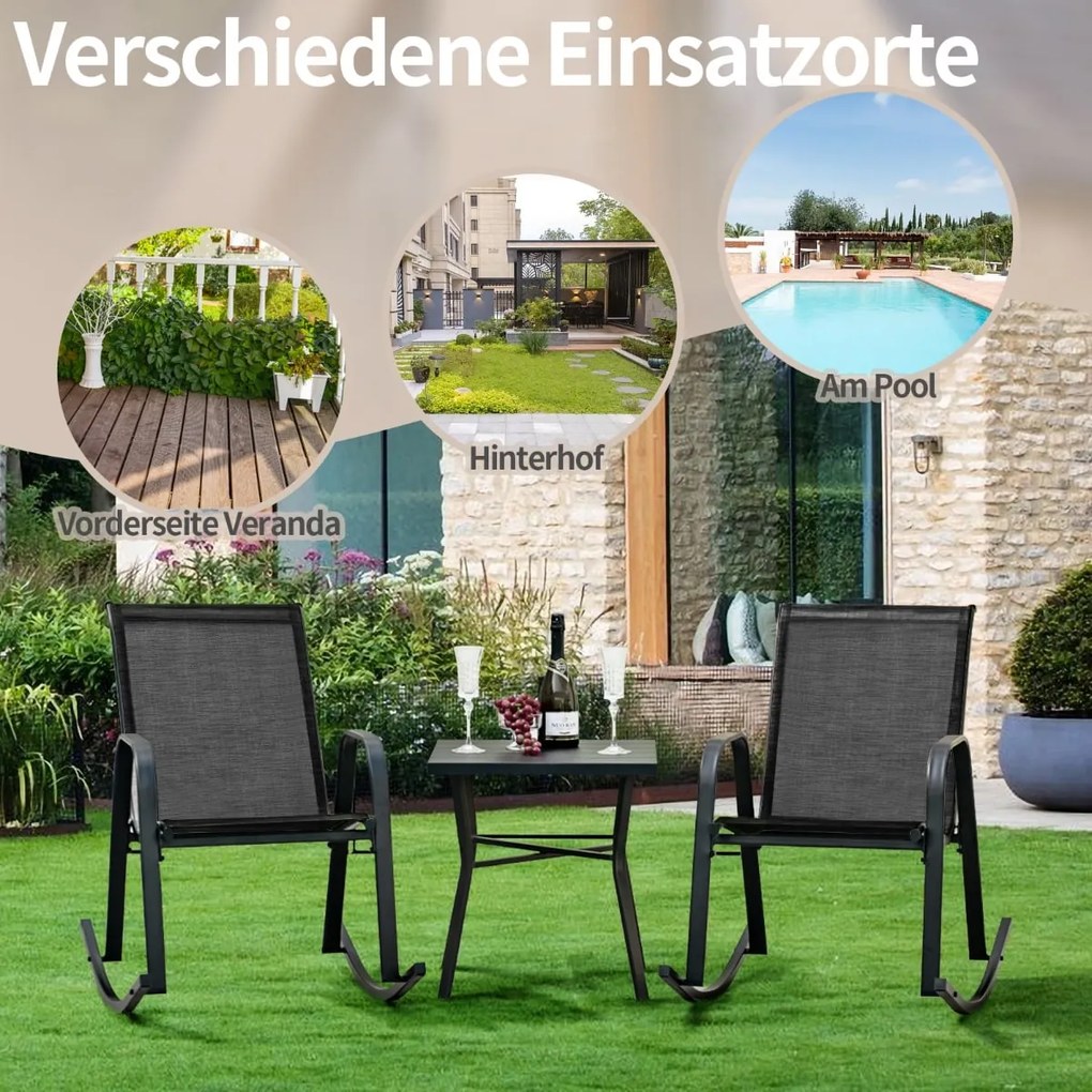Costway Sada 2 houpacích křesel s prodyšným látkovým sedákem Ergonomická – černý