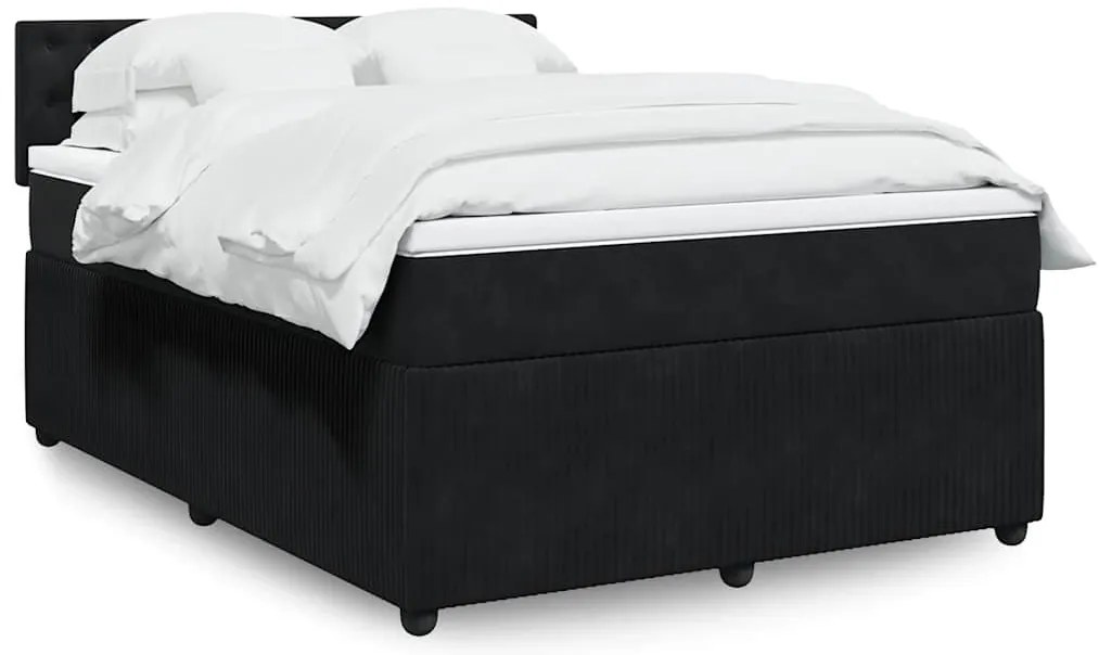 Box spring postel s matrací černá 160x200 cm samet 3290096