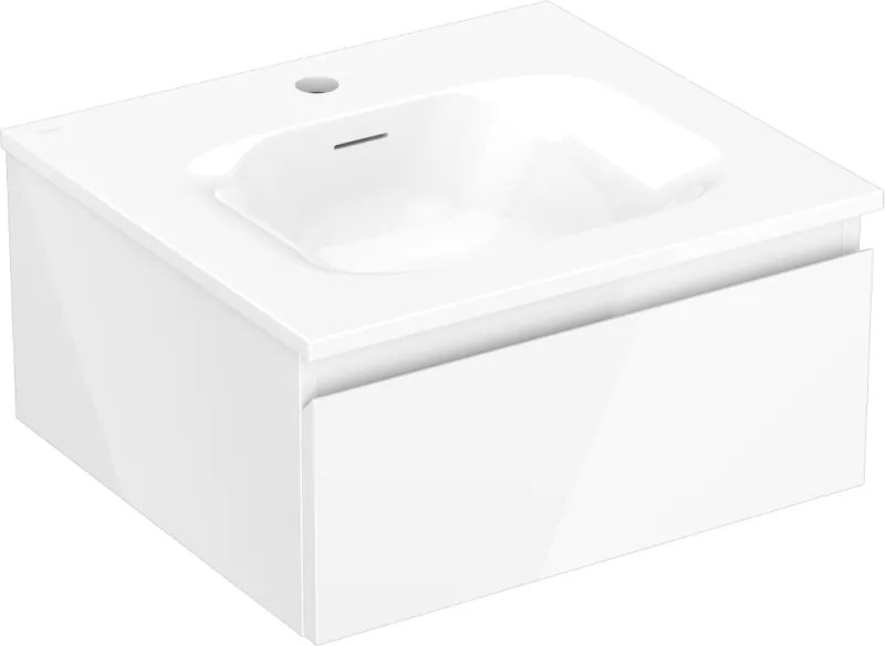 Mexen Orio, koupelnová skříňka 50 cm s umyvadlem Vela, 1 zásuvka, bílá lesklá, 91A10-05023-1-BF00-W23M00