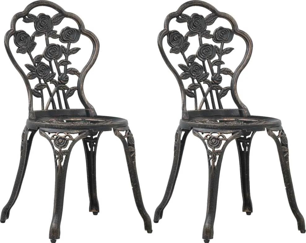 vidaXL Bistro židle 2 ks litý hliník [43175] Barva: Bronzová