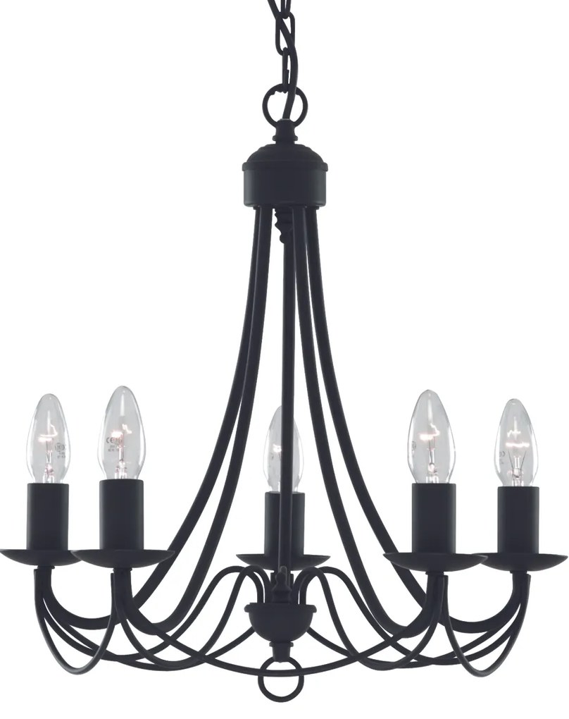 SEARCHLIGHT Černý rustikální lustr MAYPOLE 6345-5BK