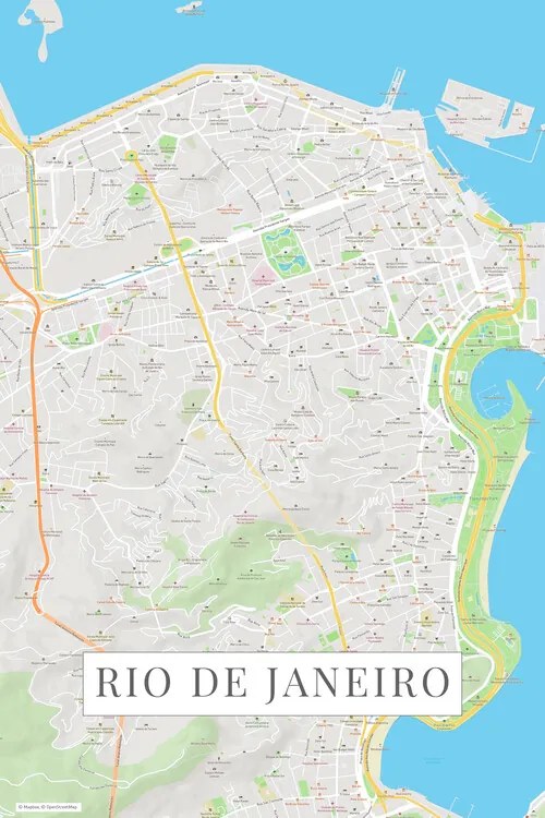 Mapa Rio de Janeiro color, (26.7 x 40 cm)