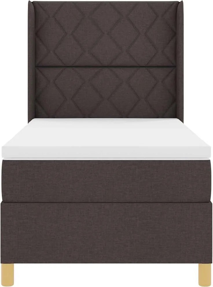 Postel s boxspringem s čelo Tmavě hnědá 100 x 200 cm textil 3341885