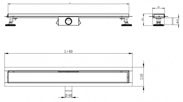 Lineární odtokový žlab 160 cm MEXEN FLAT 2v1 černý