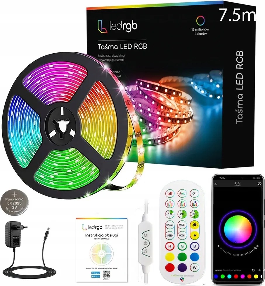 Led pásek 7.5M Rgb 5050 Aplikace Dálkový Ovladač Rádiový 2.4G Hudba Set 225 Led