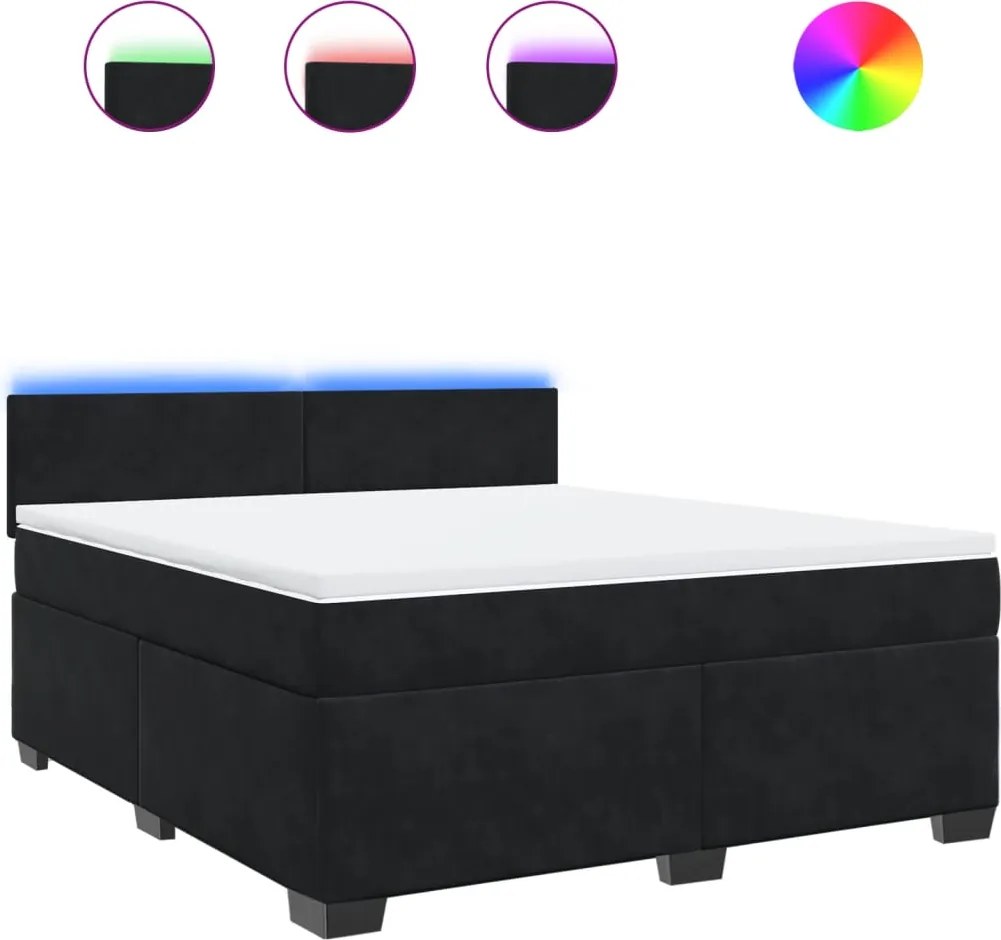 Box spring postel s matrací černá 180x200 cm samet 3288674