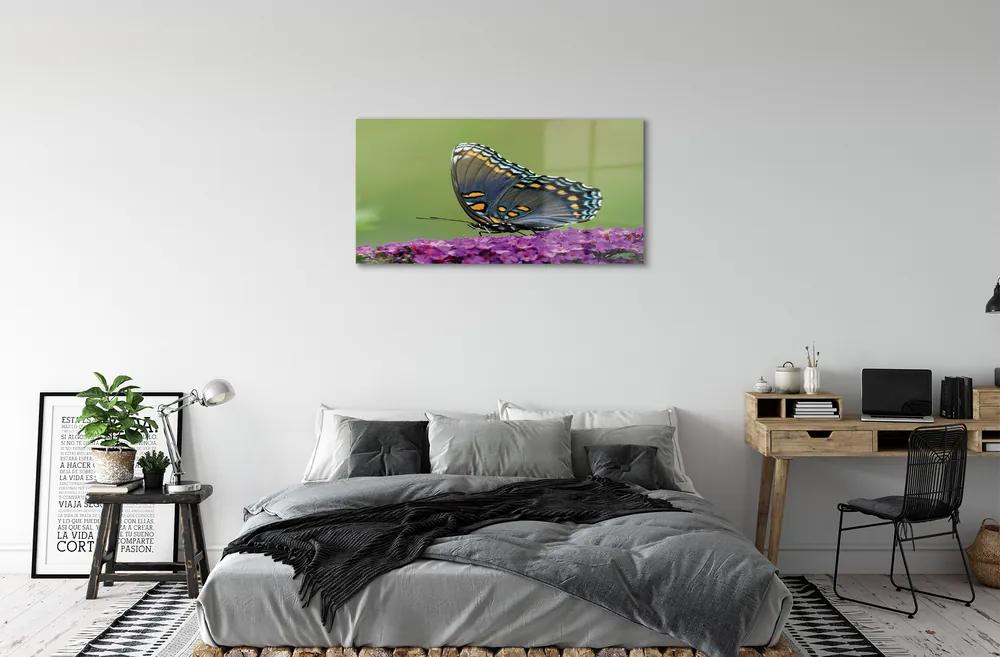 akrylový obraz Barevný motýl na květiny 100x50 cm