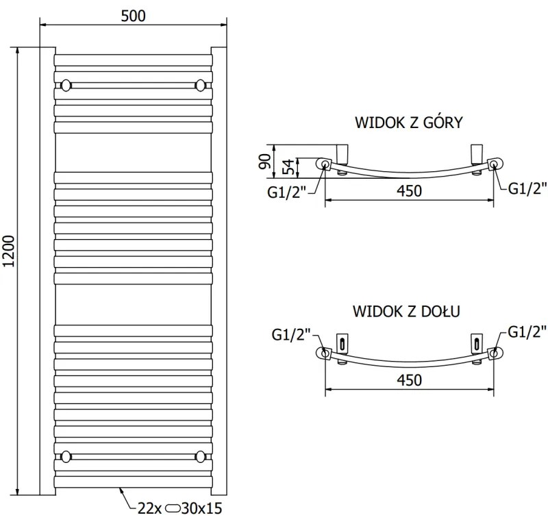 Mexen Helios koupelnový radiátor 1200 x 500 mm, 567 W, Bílá - W103-1200-500-00-20