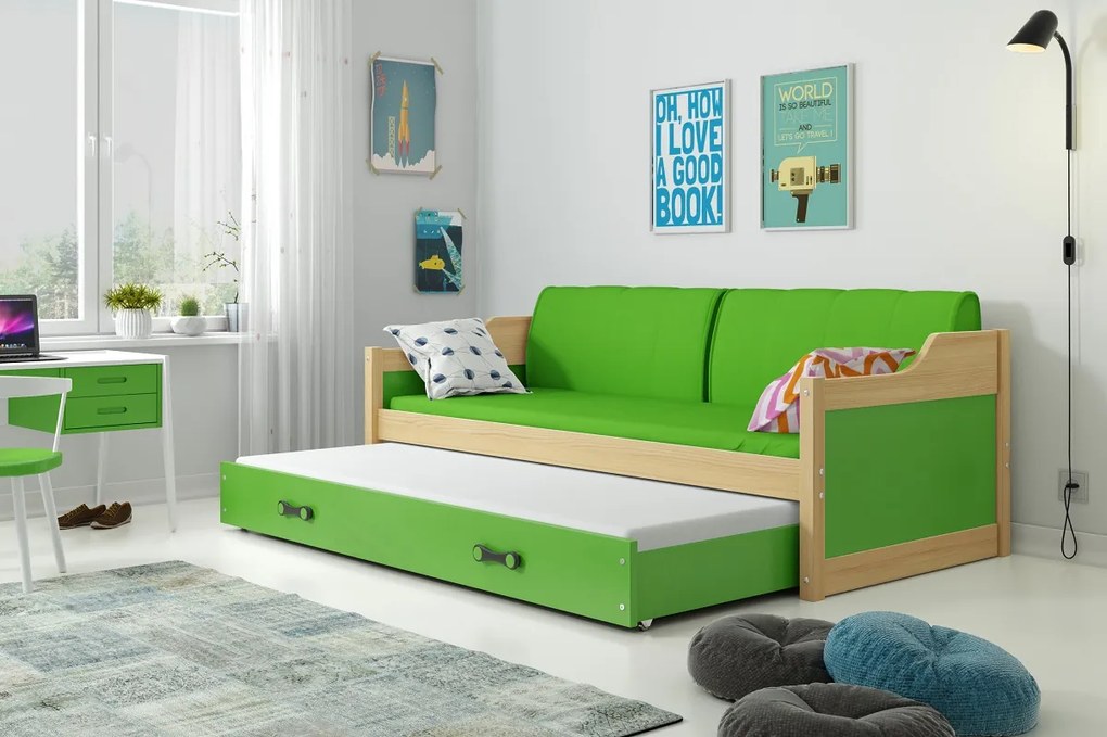 BMS Group Dětská postel s výsuvnou přistýlkou DAVID borovice Velikost postele: 200x90 cm, Barva výplní: Grafit