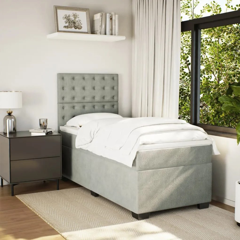 Box spring postel s matrací světle šedá 80 x 200 cm samet 3290774
