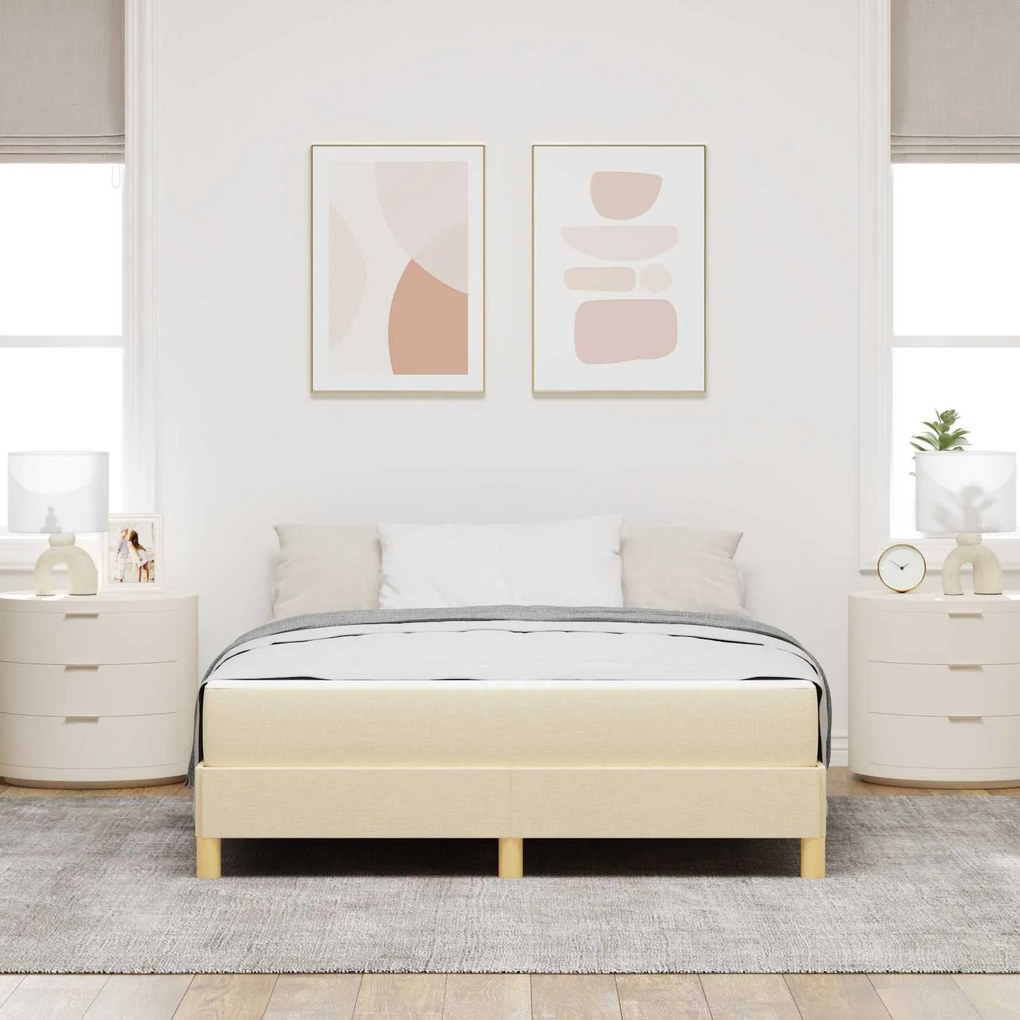Postel s boxspringem s matrací Krémová 160 x 200 cm textil 3398582