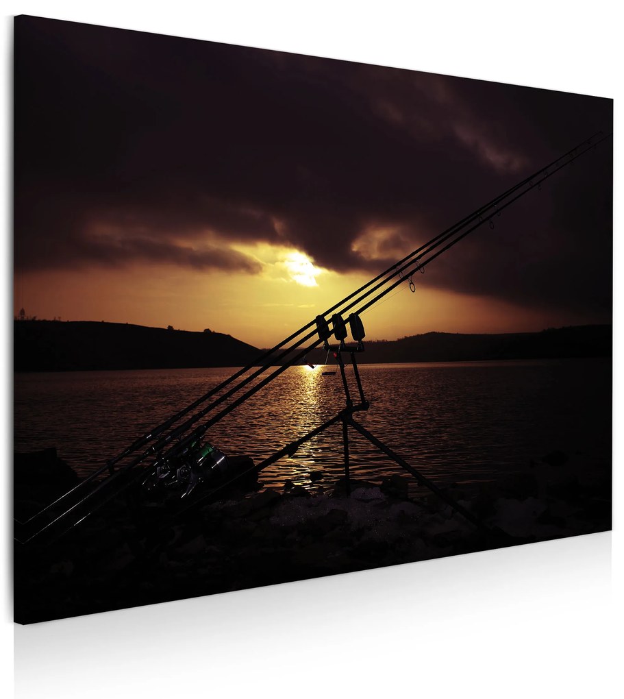 Malvis ® Obraz Večerní rybaření ROZMĚR (šířka x výška): čtyřdílný čtverec 80x80 cm