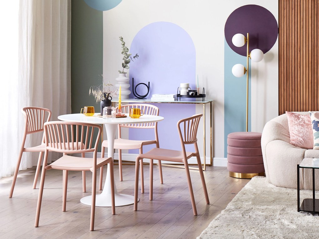 Sada 4 jídelních židlí růžové GELA Beliani