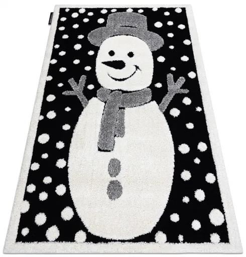 Dětský kusový koberec JOY Sněhulák černý krémový Rozměr: 120x170 cm