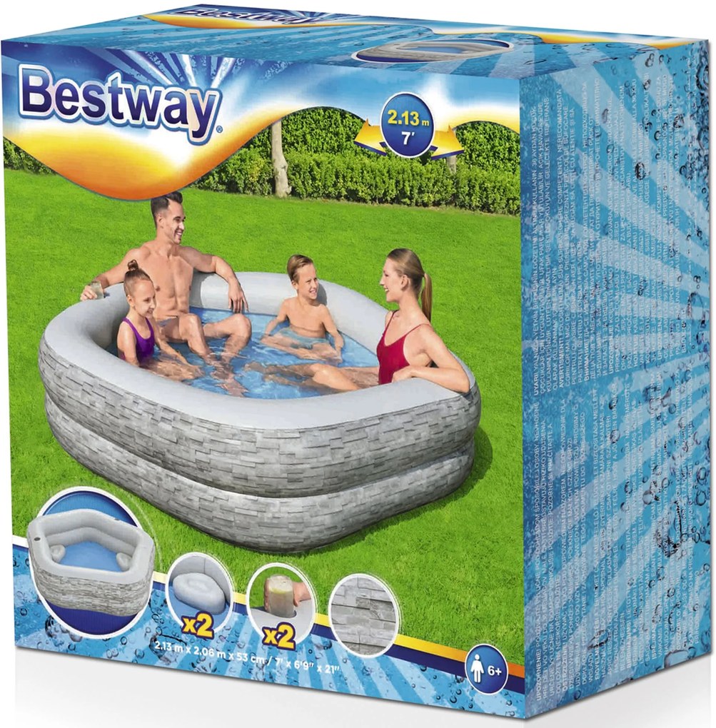 BESTWAY TruPrint Nafukovací bazén, 213 x 206 x 53 cm 54423