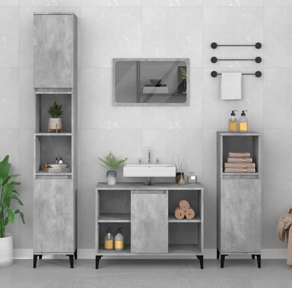 vidaXL 3dílný set koupelnového nábytku kompozitní dřevo [3185624] Barva: Černá