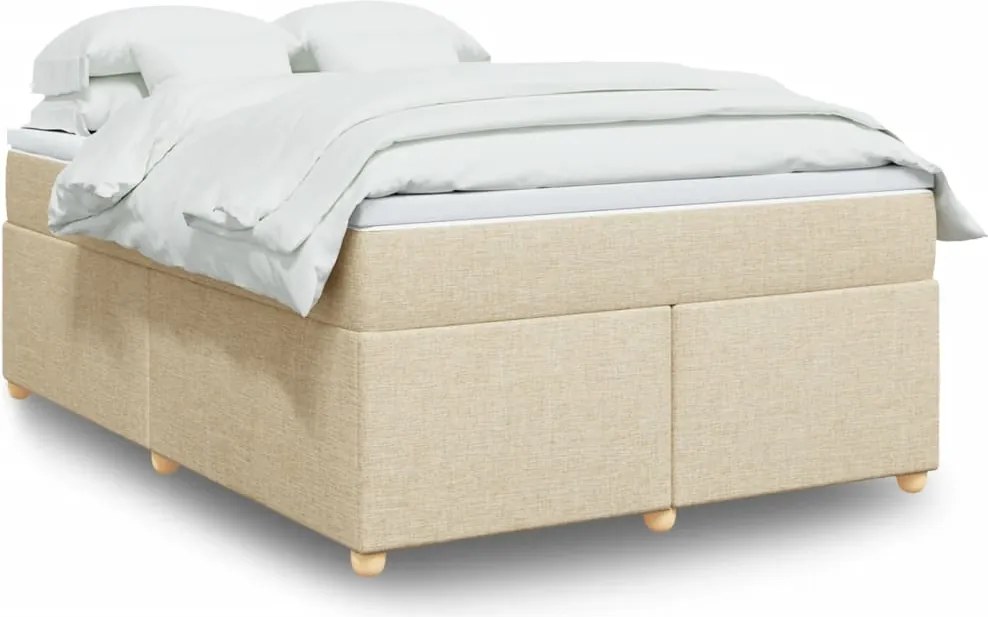 Box spring postel s matrací krémová 140x190 cm textil 3285378