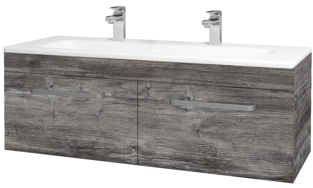 Dřevojas Koupelnová skříň ASTON SZZ2 120 Varianta: N01 Bílá lesk / Úchytka T01 / D16 Beton tmavý