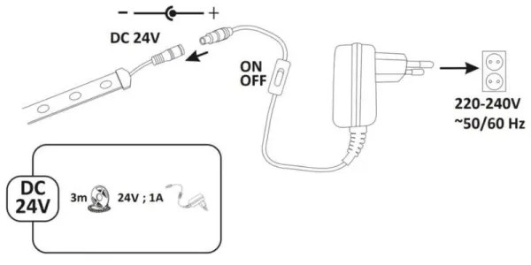 LED Venkovní pásek 3m LED/23W/24V/230V 4000K IP65