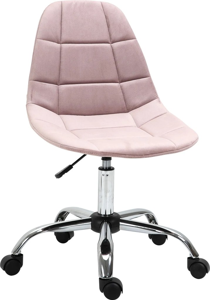 Vinsetto Otočná Kancelářská Židle, Ergonomický a Nastavitelný Design Bez Opěrek, Růžová, 59x59x81-91cm | Aosom