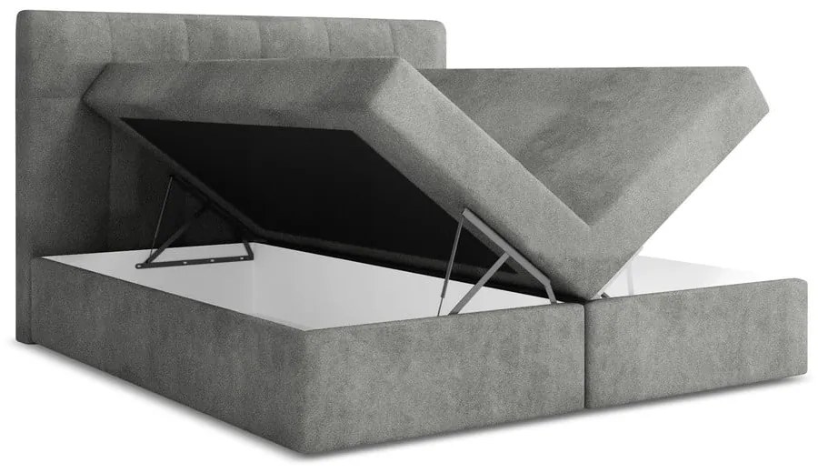 Šedá boxspring postel s úložným prostorem 140x200 cm Palta – Makamii