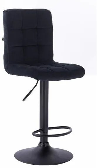 Velurová barová židle TOLEDO na černé podstavě - černá