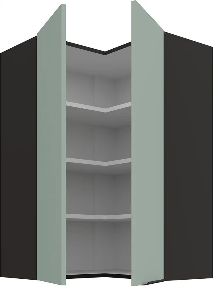 ARIA sc | horní kuchyňská skříňka 60x60 GN-90 2F (90°) rohová s policemi | VYSOKÁ | 60x60 cm | černá/aquamarine