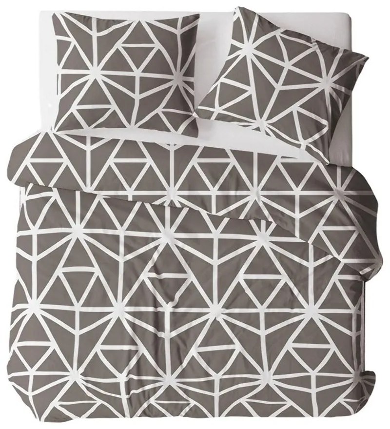 Hedvábné povlečení 160x200 bavlna šedé tmavě bílé geometrické 376N 1519E Bielawa KARO