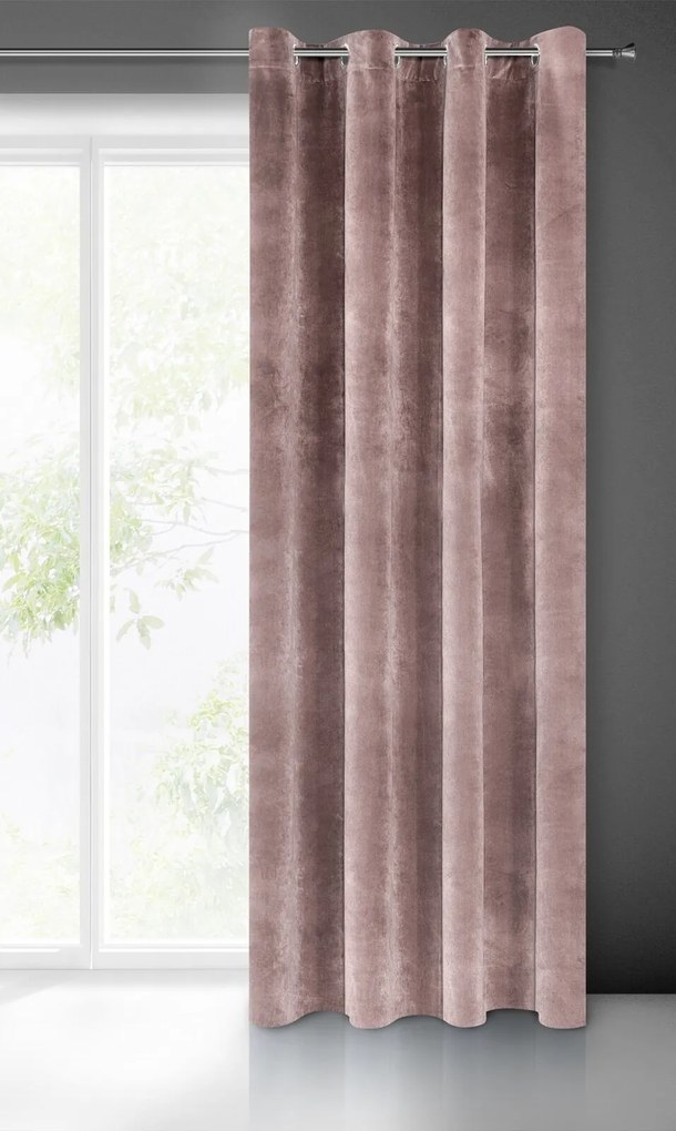 ZATEMŇOVACÍ ZÁVĚS NA KROUŽCÍCH RIA 140X250 CM PÚDROVĚ RŮŽOVÁ