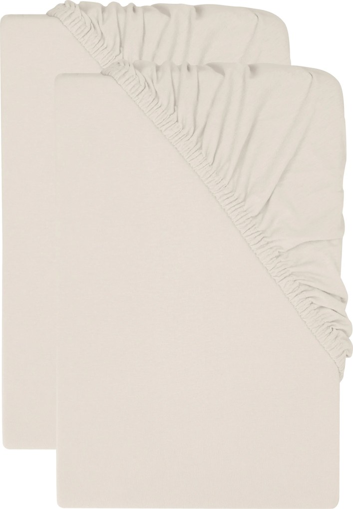 Livarno® Sada žerzejových napínacích prostěradel s podílem lnu, 90–100 x 200 cm, 2dílná, písková