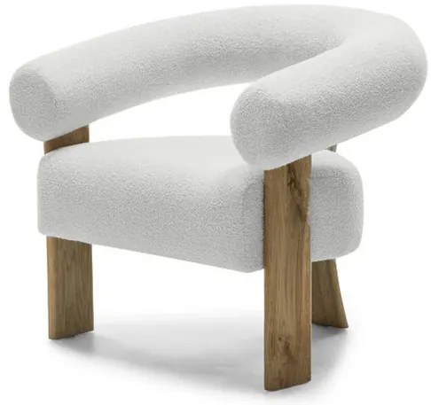 Bílé designové křeslo KOKEI, dub