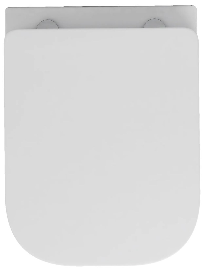 Invena Paros, závěsná WC mísa Rimless 465x350x360 mm + SLIM toaletní sedátko s pomalým zavíráním, bílá lesklá, INV-CE-90-001-W