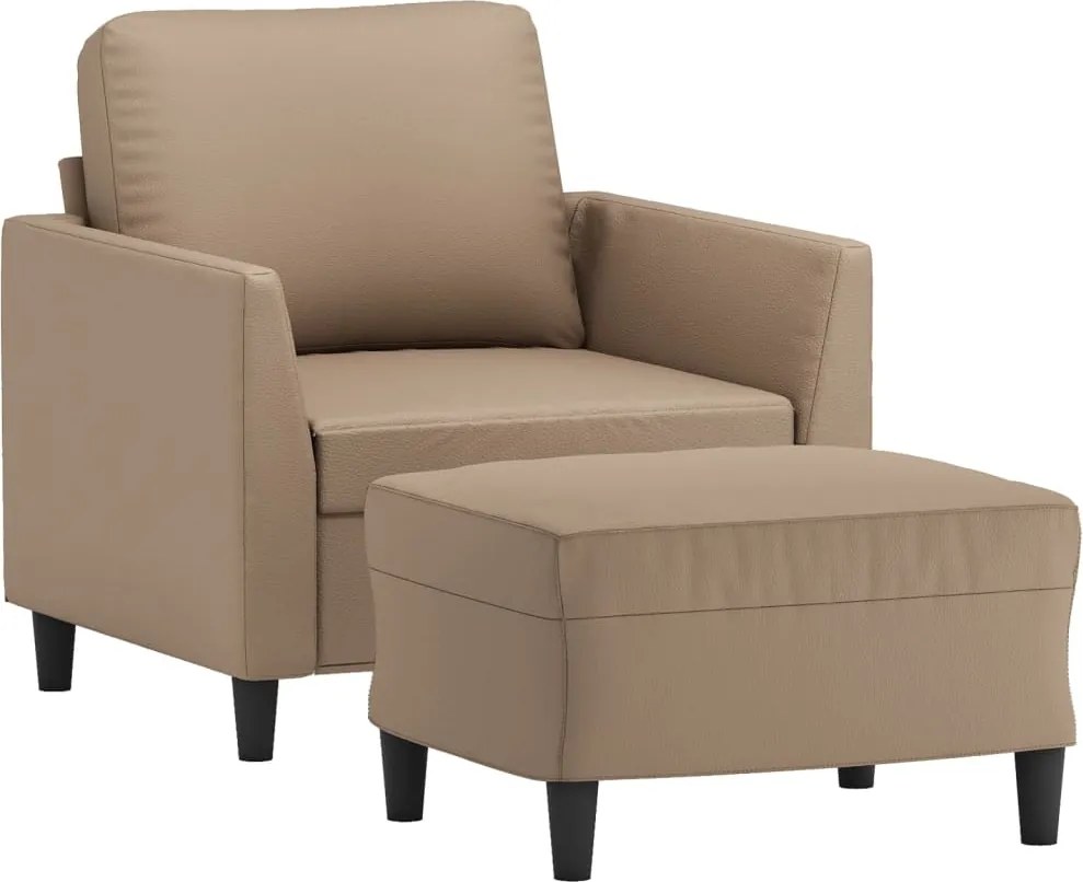 Křeslo s podnožkou cappuccino 60 cm umělá kůže 3201121