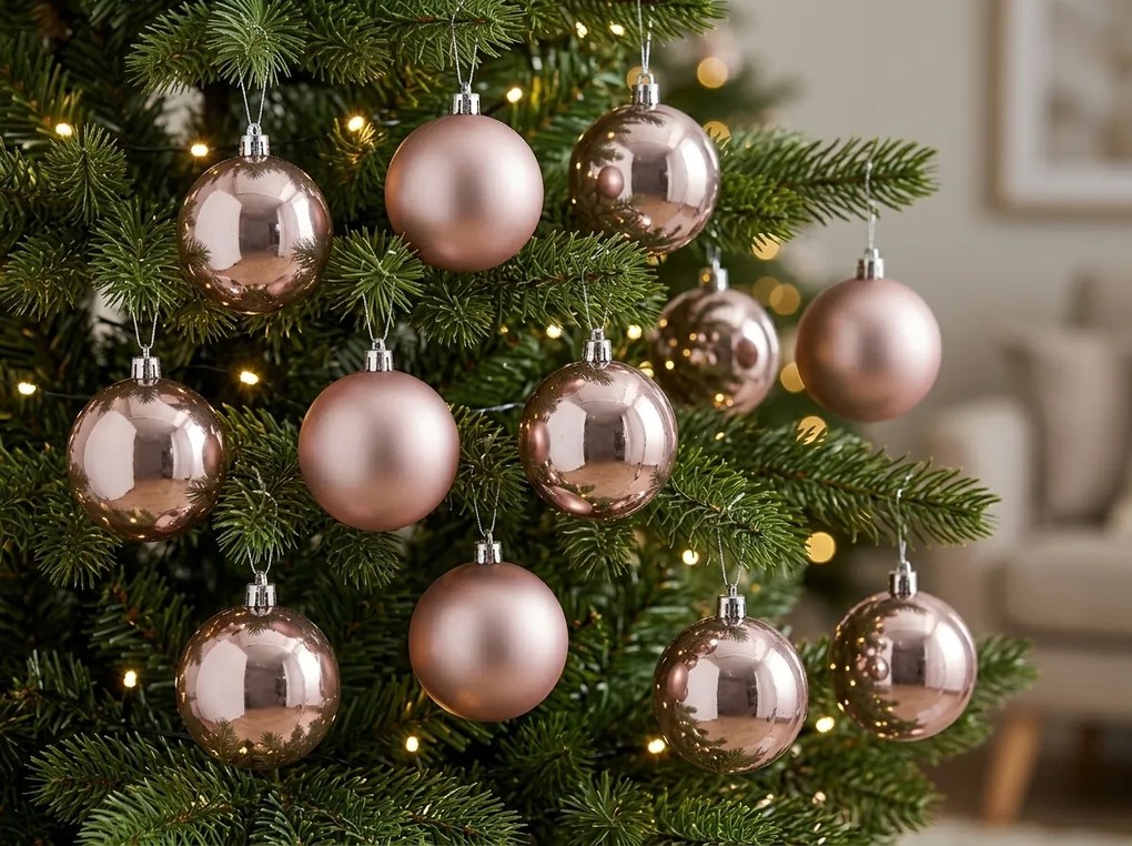Sada vánočních ozdob PEARL BALLS 12 ks, světle růžová
